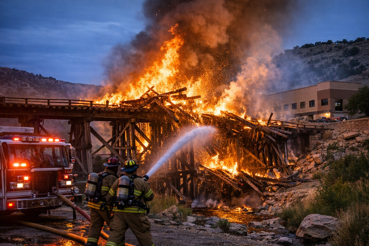 Fire Destroys Old Railroad Bridge Behind Phil Long Building in Trinidad ...