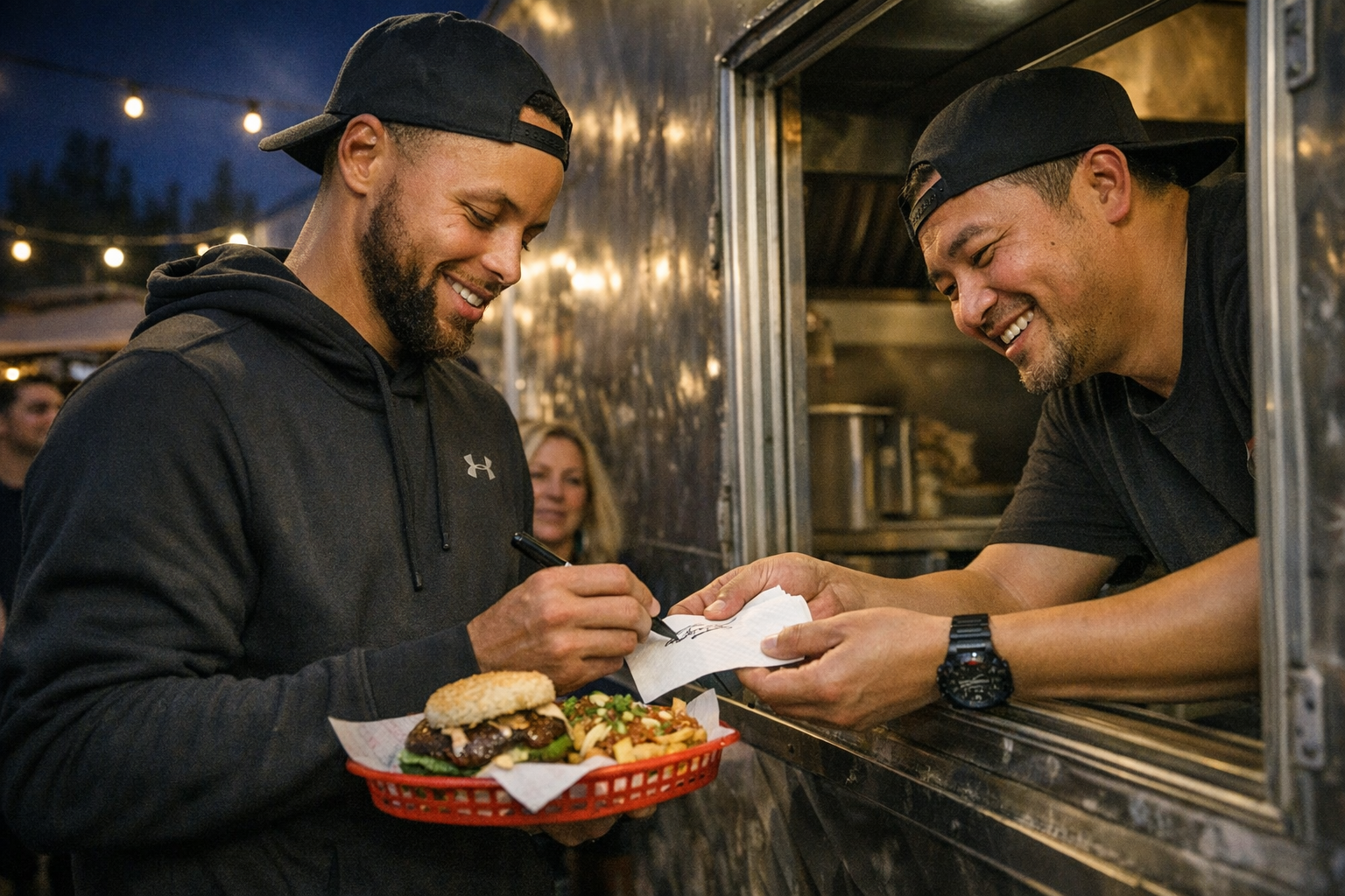 Steph Curry Stops at KoJa Kitchen Food Truck, Orders Burger and Fries ...