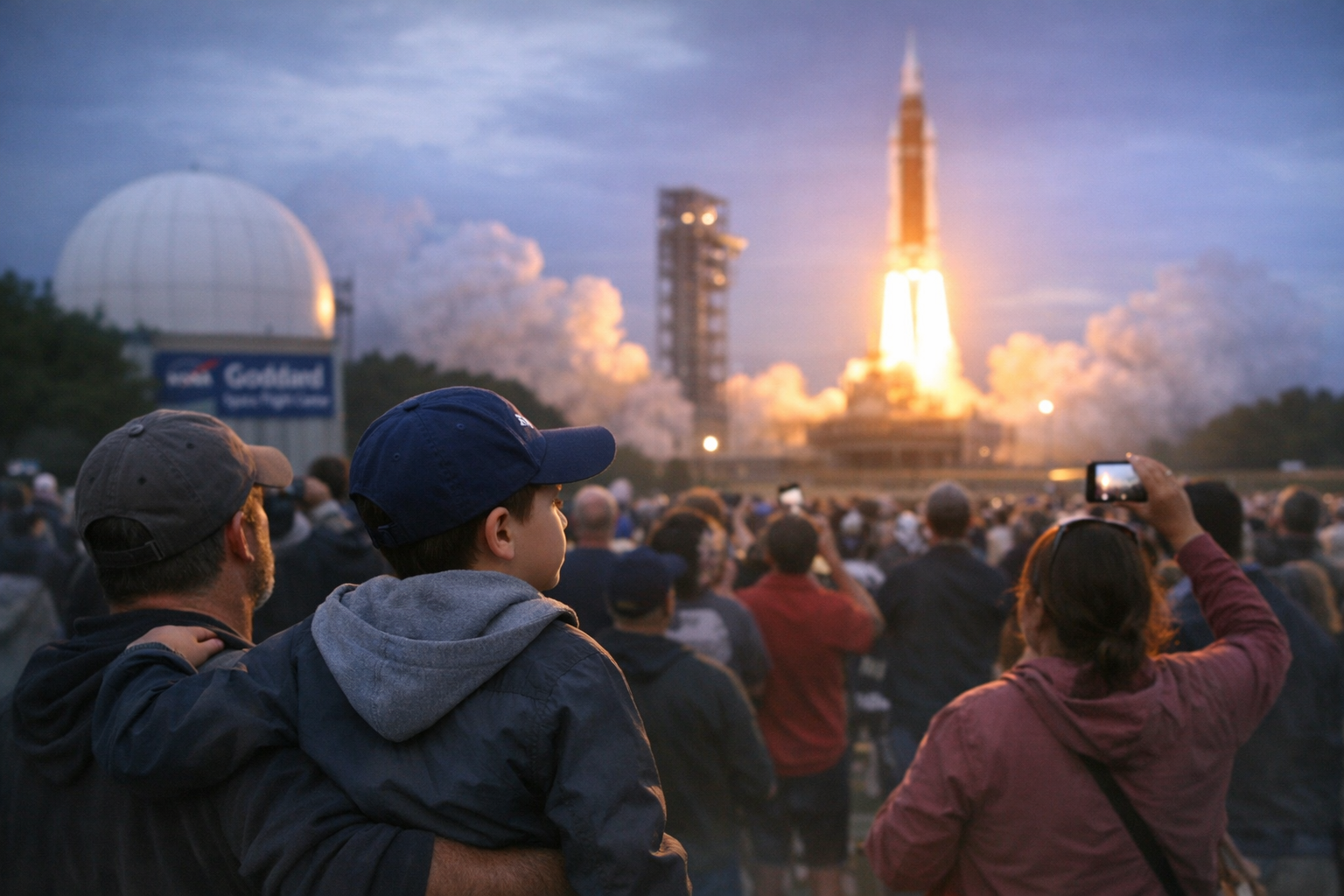 Greenbelt Crowds Gather at Goddard to Watch Historic Artemis II Moon ...