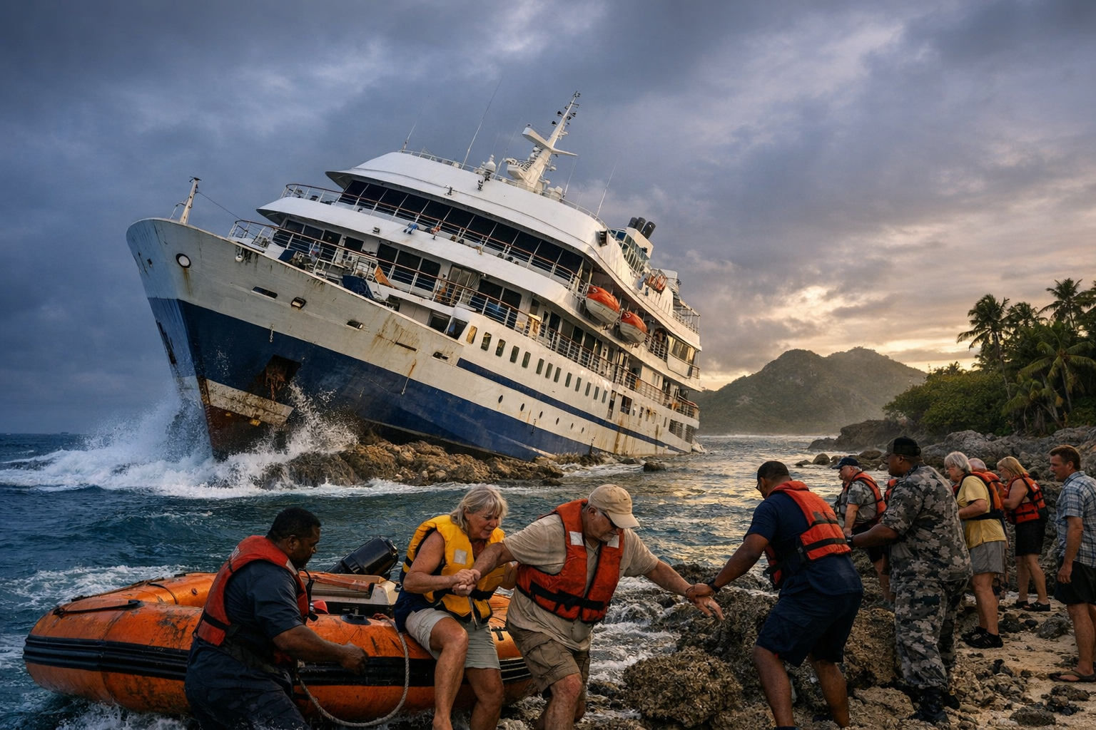 Cruise Ship Runs Aground Near Cast Away Island, All 30 Passengers ...
