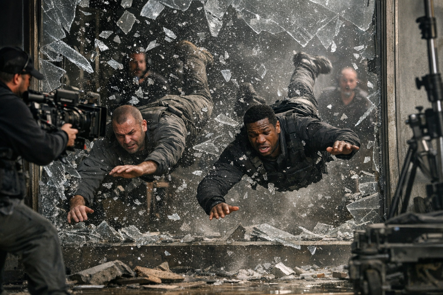 Jonathan Majors and Co-Star Fall Through Glass Window on Action Movie ...